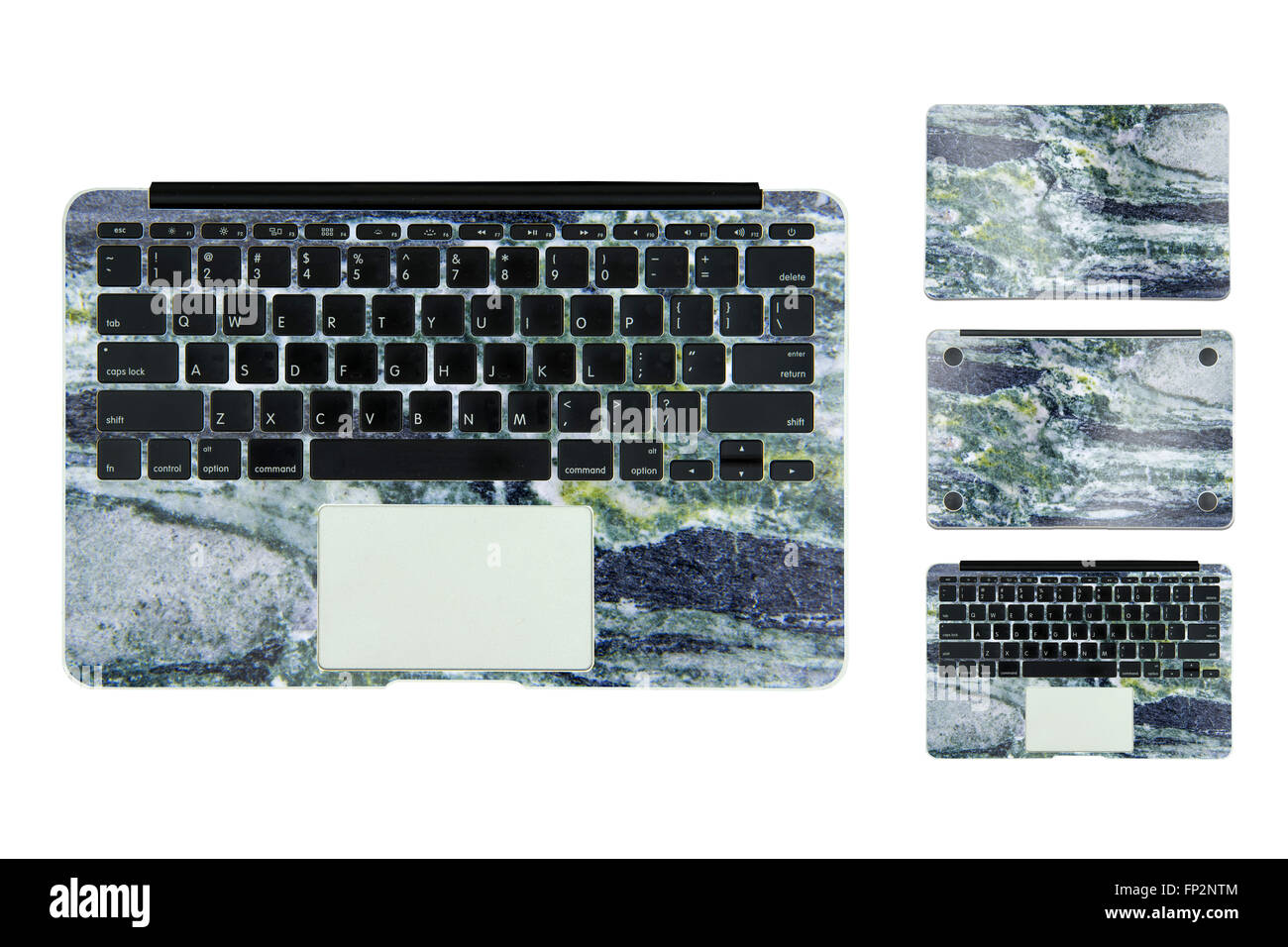 marble texture case for laptop on white background Stock Photo - Alamy