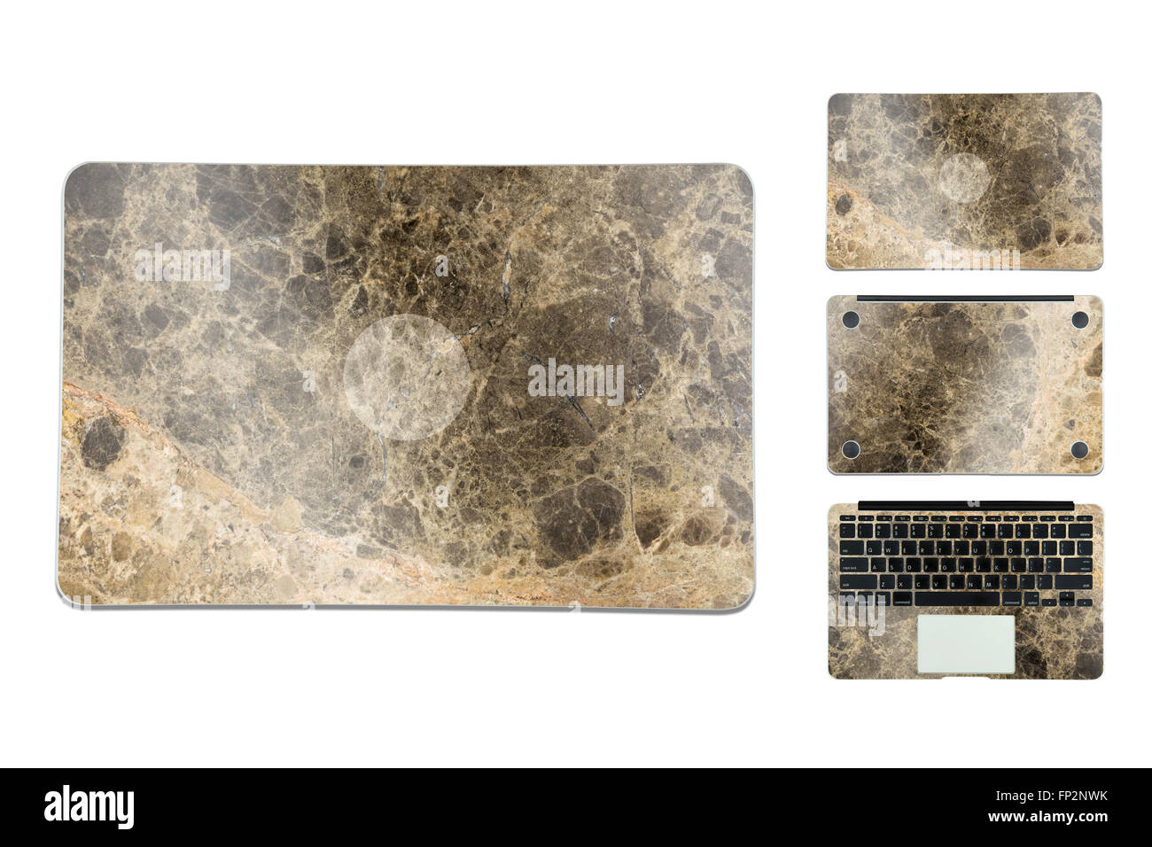 marble texture case for laptop on white background Stock Photo - Alamy