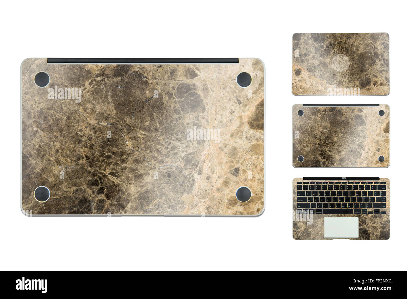 marble texture case for laptop on white background Stock Photo - Alamy