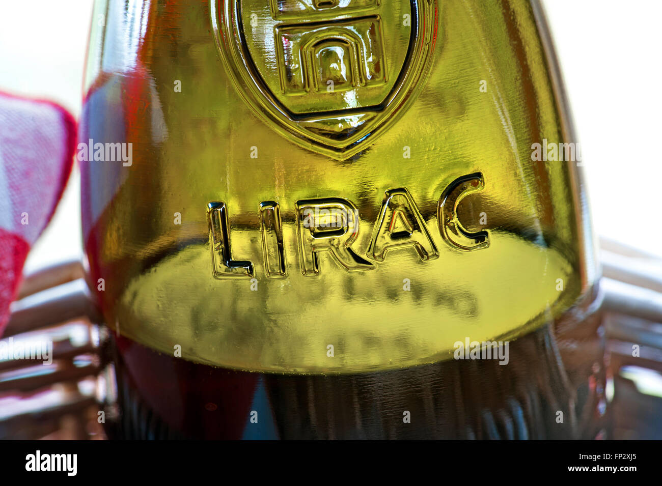 LIRAC RED WINE BOTTLE glass relief label on bottle of red Côtes du ...