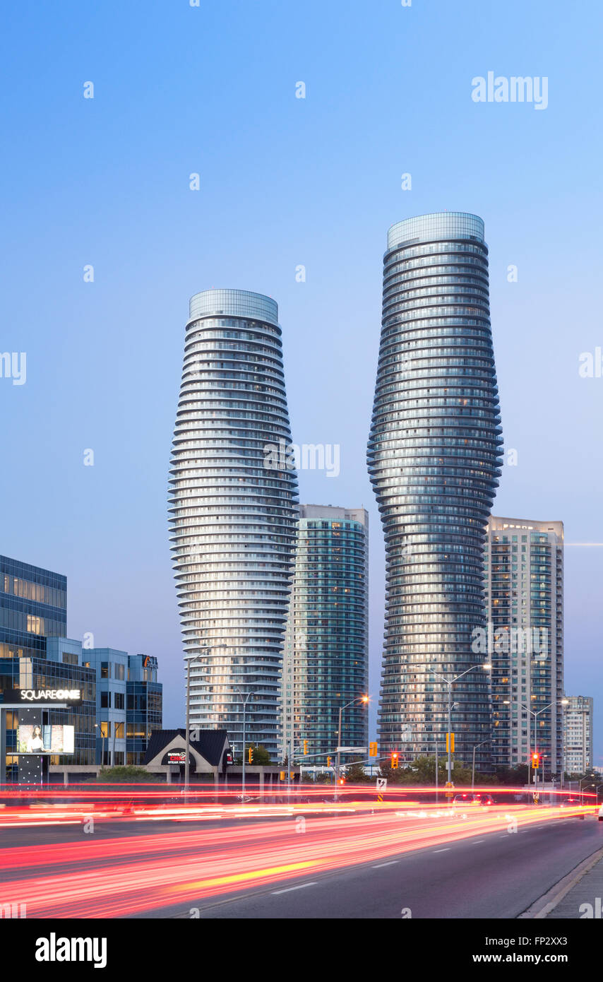 Absolute World Towers 4 & 5 (The Marilyn Monroe Towers) at dusk ...