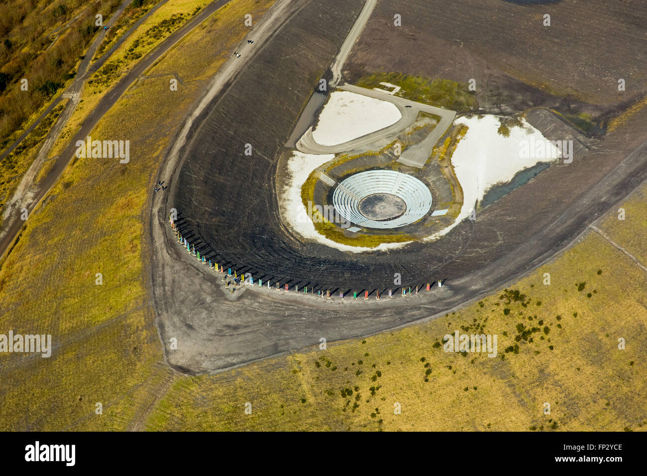 Aerial view, landfill Haniel with track plates and open-air theater ...
