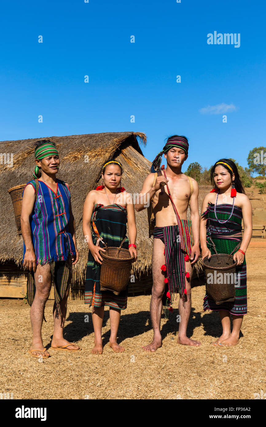 Native Phnong people wearing traditional costume, ethnic minority ...