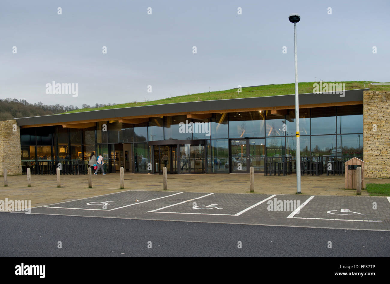 Gloucester services (Southbound) on the M5 motorway with eco buildings ...