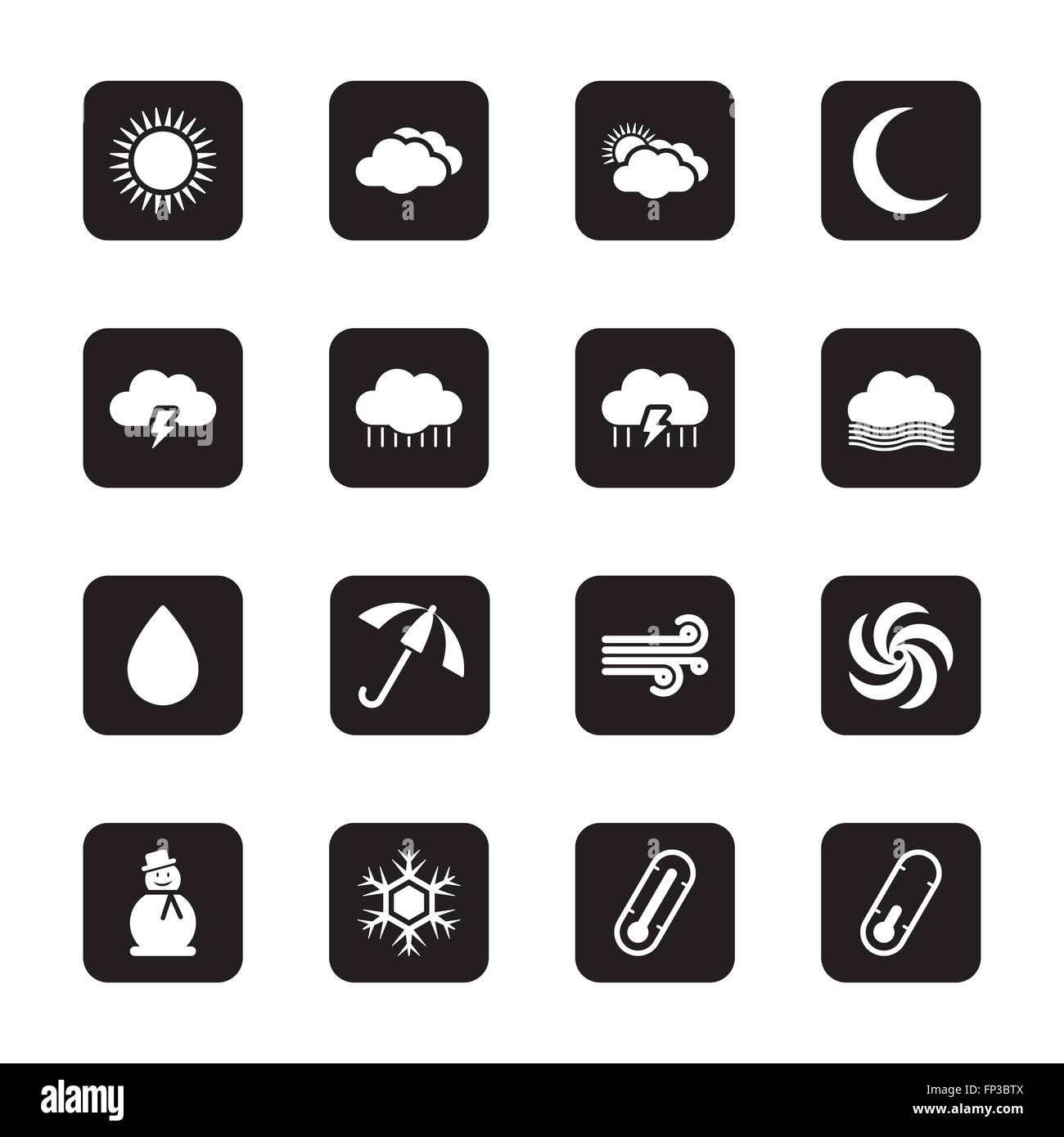 [JPEG] black flat weather icon set on rounded rectangle for web, UI ...