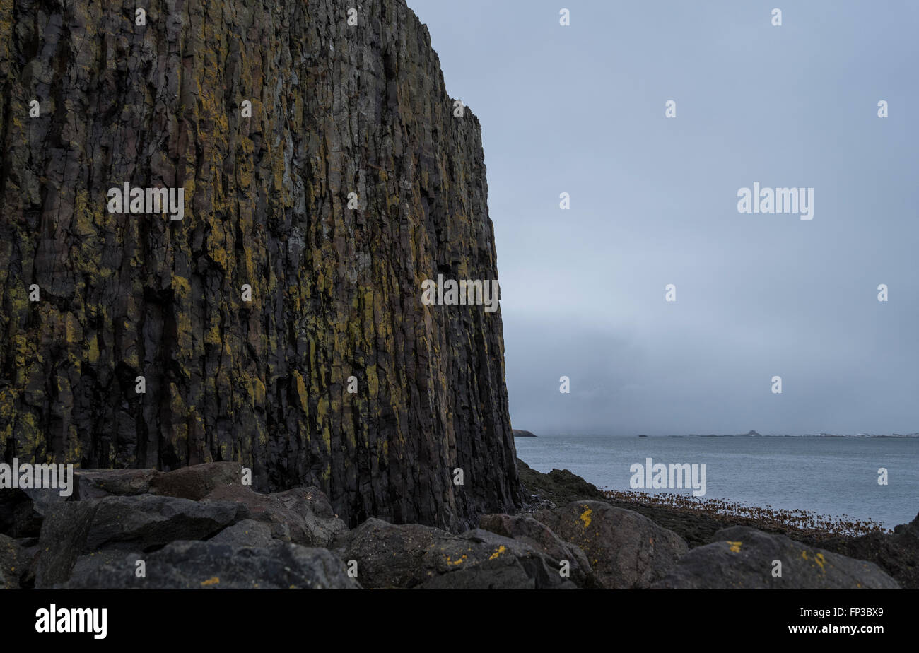 The columnar basalt cliffs at Stykkisholmur, Iceland Stock Photo - Alamy