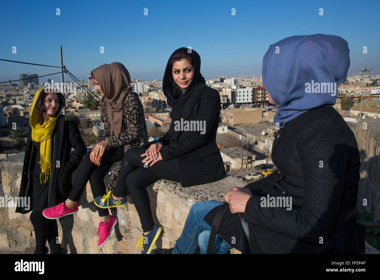 Kurdish students are visiting the citadel in Erbil Stock Photo - Alamy