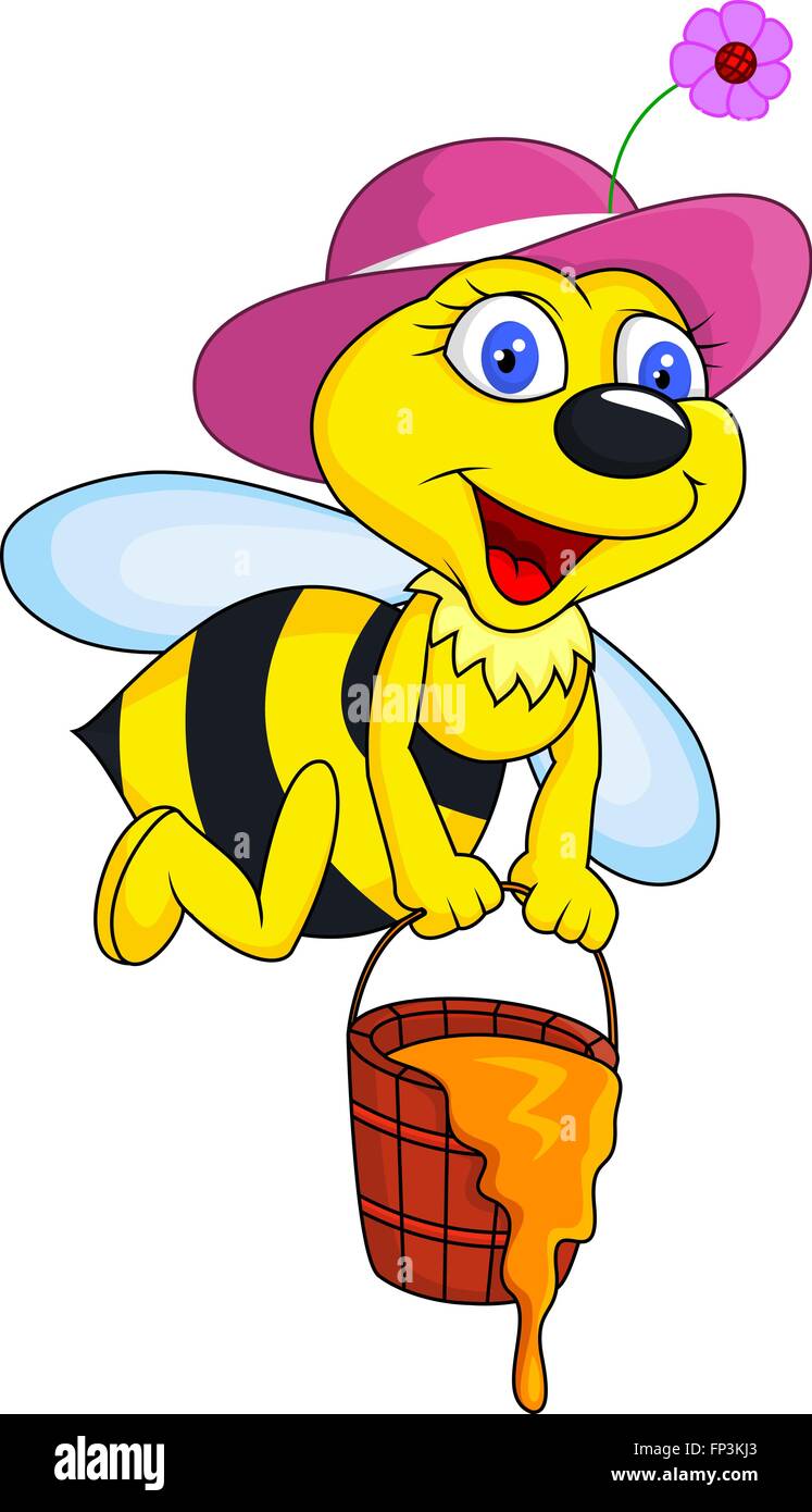 Bee cartoon with honey bucket Stock Vector Image & Art - Alamy