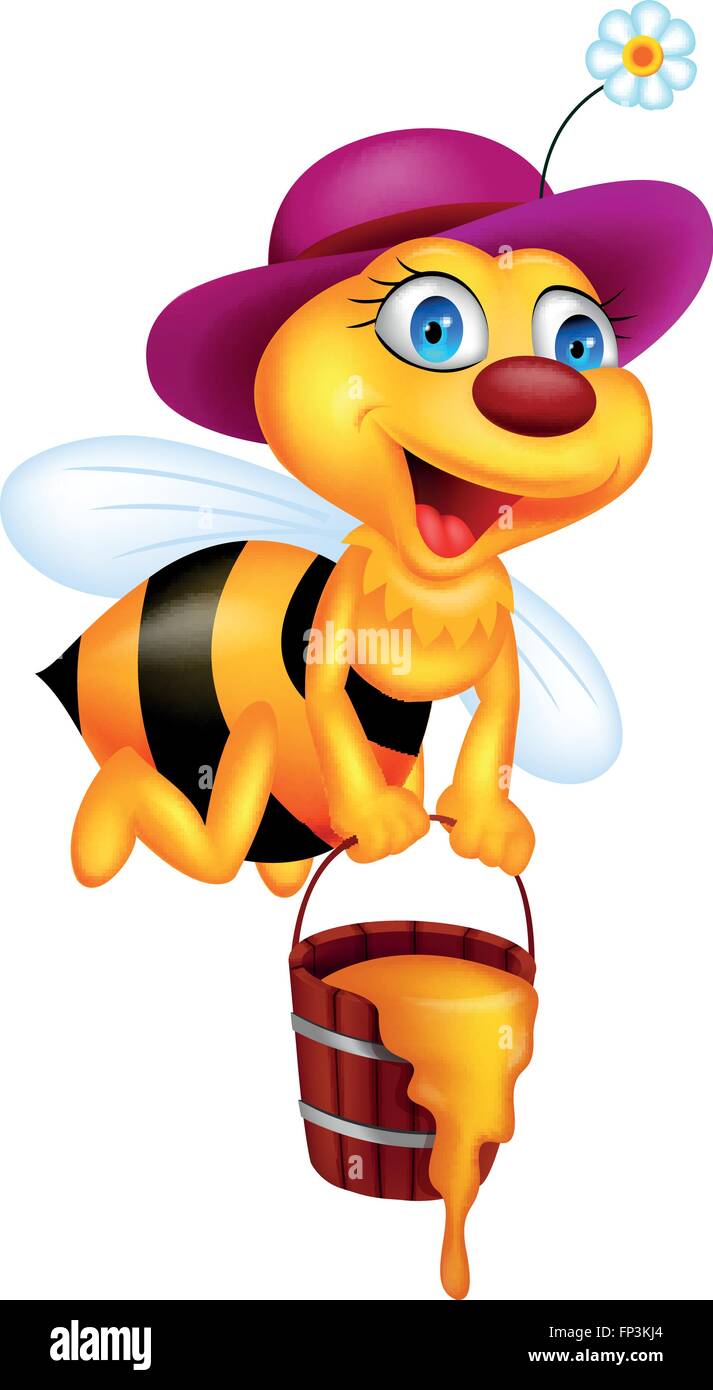Bee cartoon with honey bucket Stock Vector Image & Art - Alamy