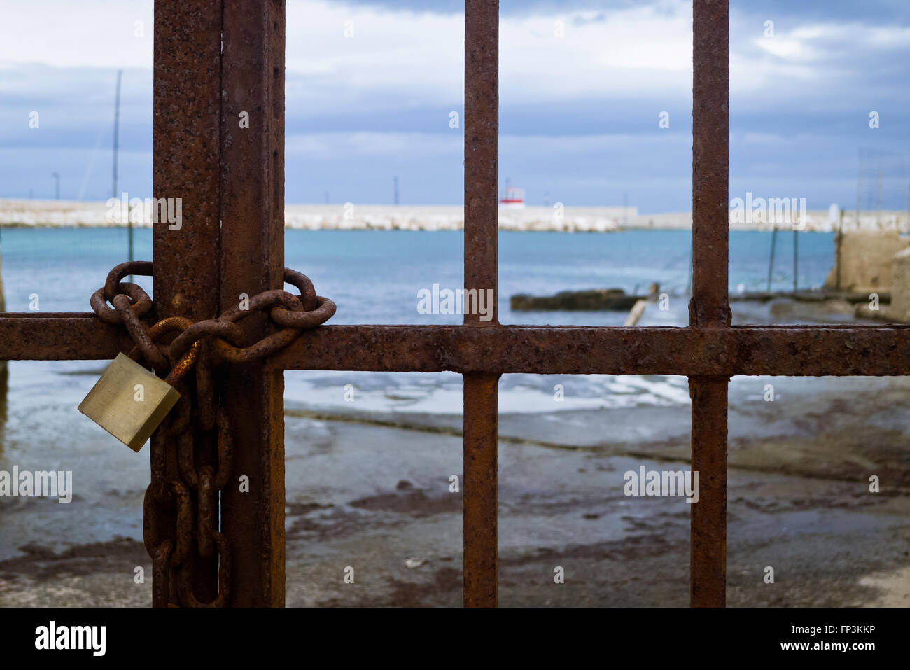 Gate on the harbor Stock Photo - Alamy