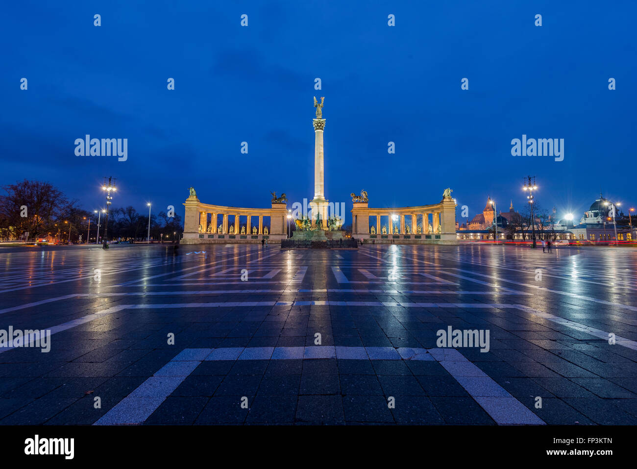 Heroes' Square at night Budapest Hungary Stock Photo - Alamy