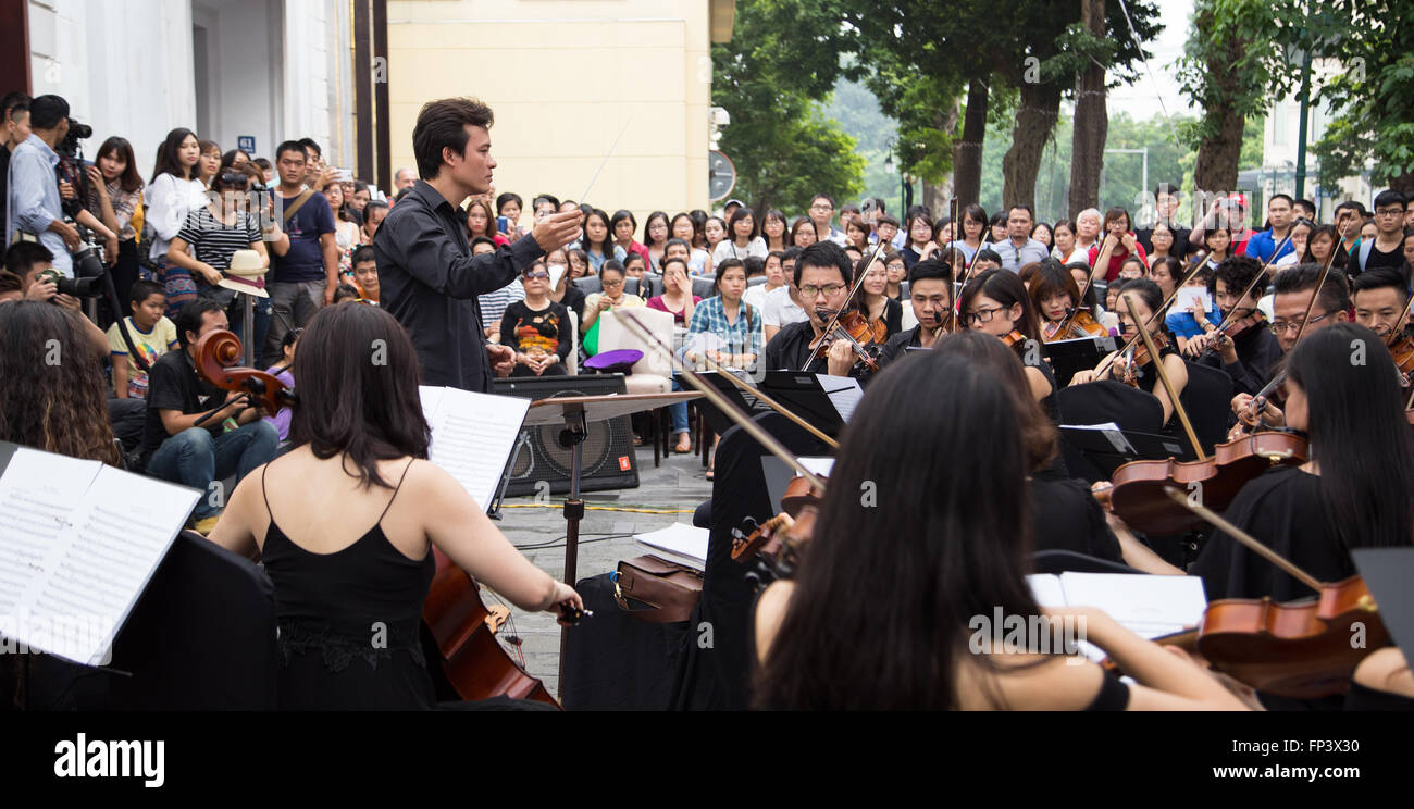 An outdoor live classic concert music by Asian composers performing on ...