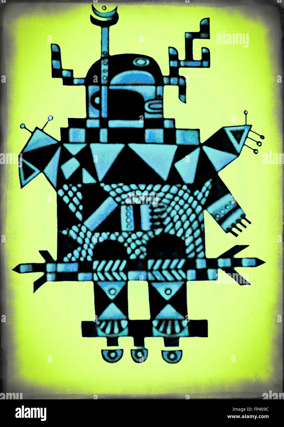 Abstract graphic illustration of a robot as mechanically moving object ...