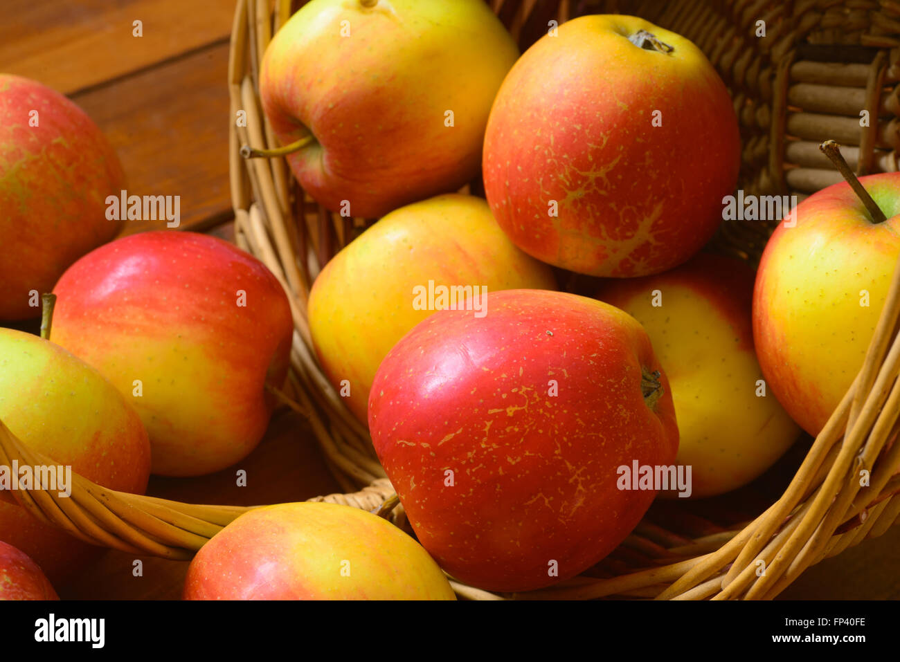 group of ripe apples in basket Stock Photo - Alamy