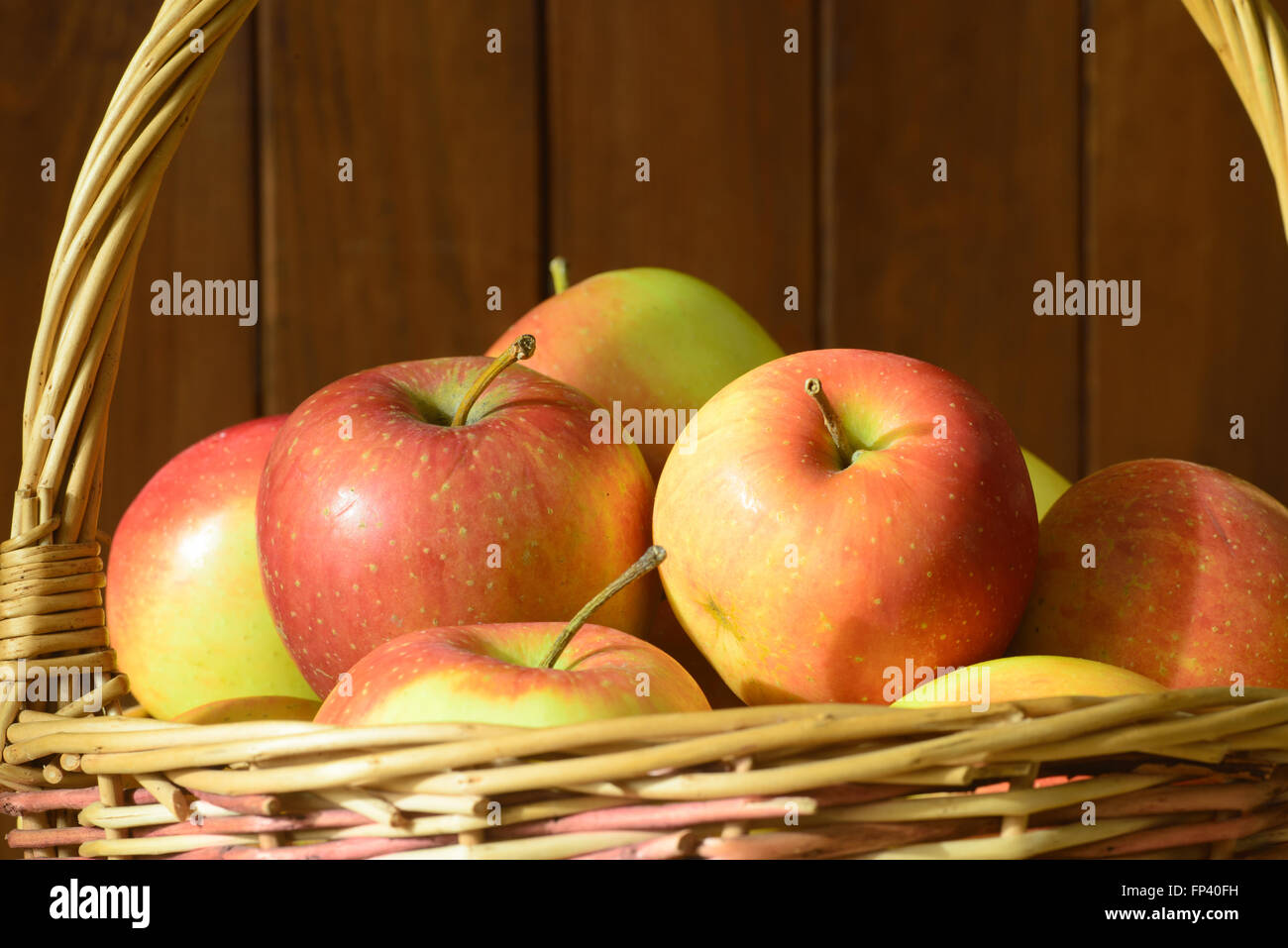 group of ripe apples in basket Stock Photo - Alamy