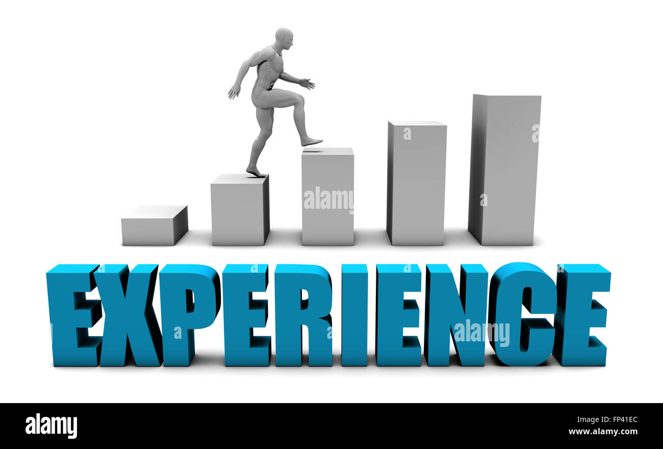 Experience 3D Concept in Blue with Bar Chart Graph Stock Photo - Alamy