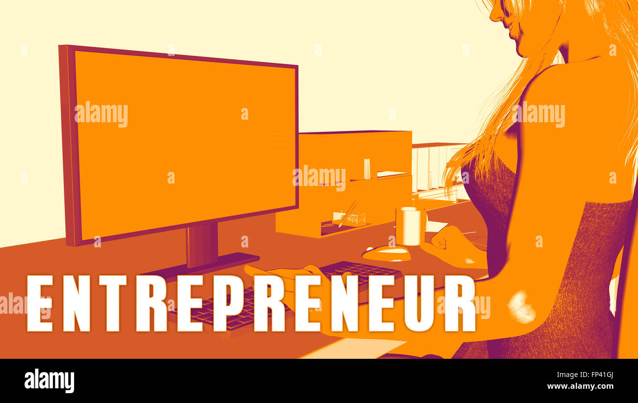 Entrepreneur Concept Course with Woman Looking at Computer Stock Photo ...
