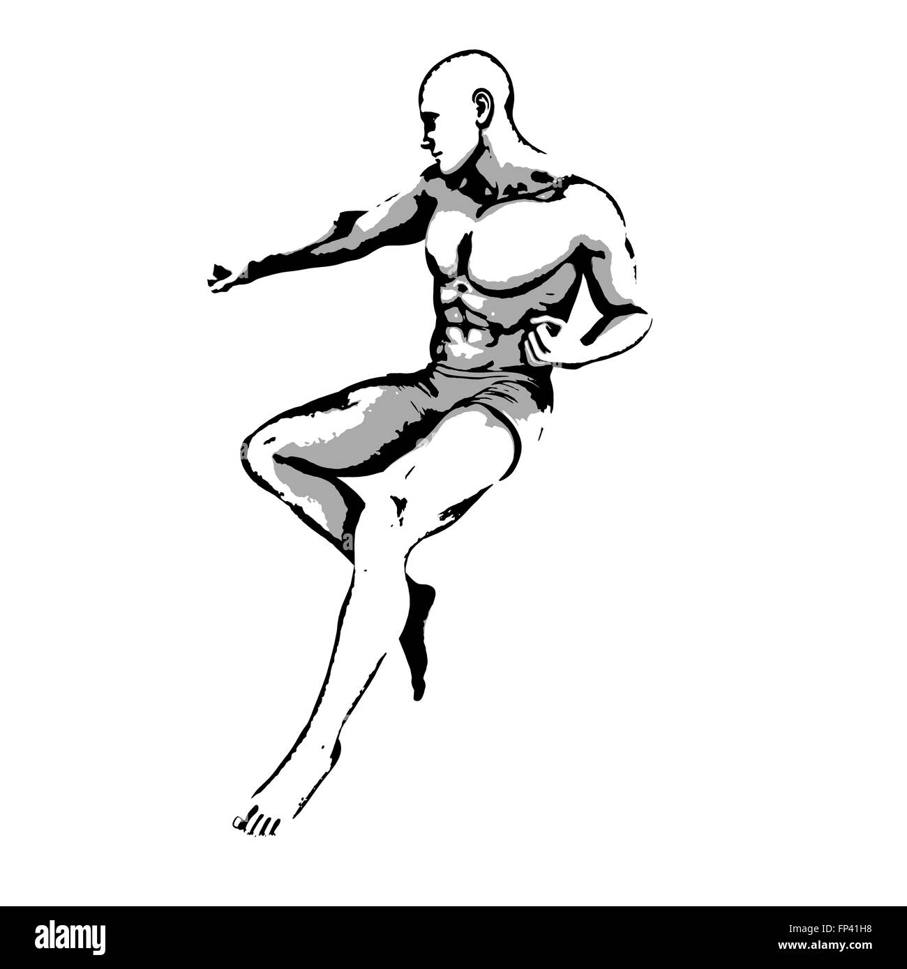 Comic Book Hero Pose in Sketch Ink Illustration Stock Photo - Alamy