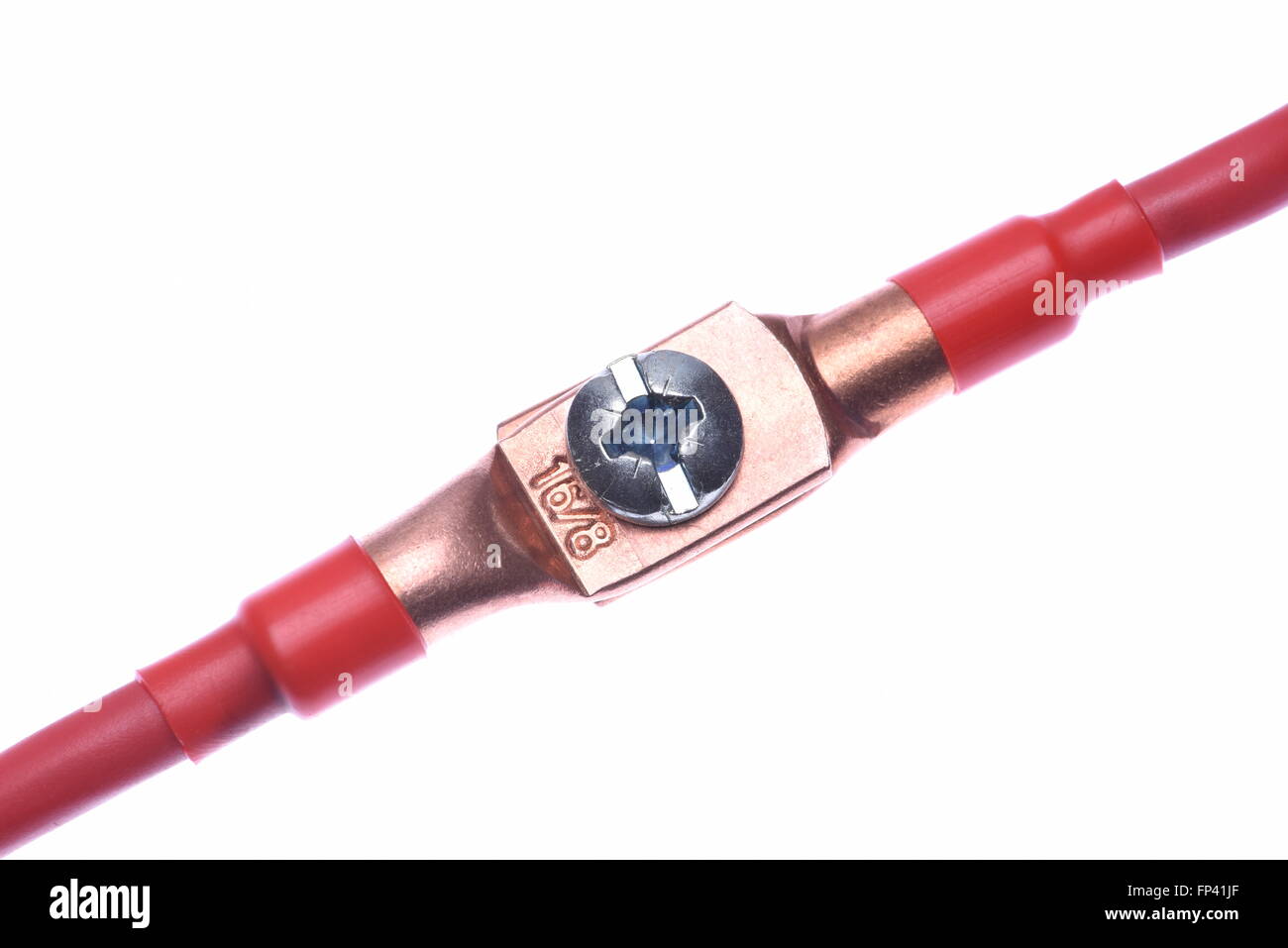 Electrical cables with terminals connection isolated on white ...