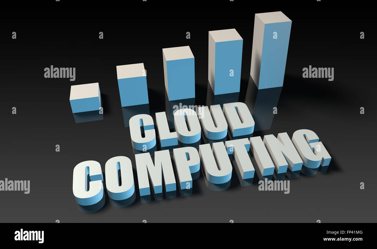Cloud computing graph chart in 3d on blue and black Stock Photo - Alamy