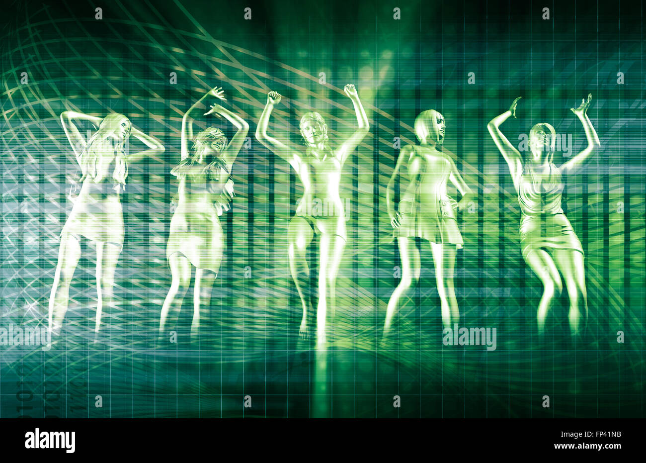 Row of Dancing People Clubbing at Disco Stock Photo - Alamy