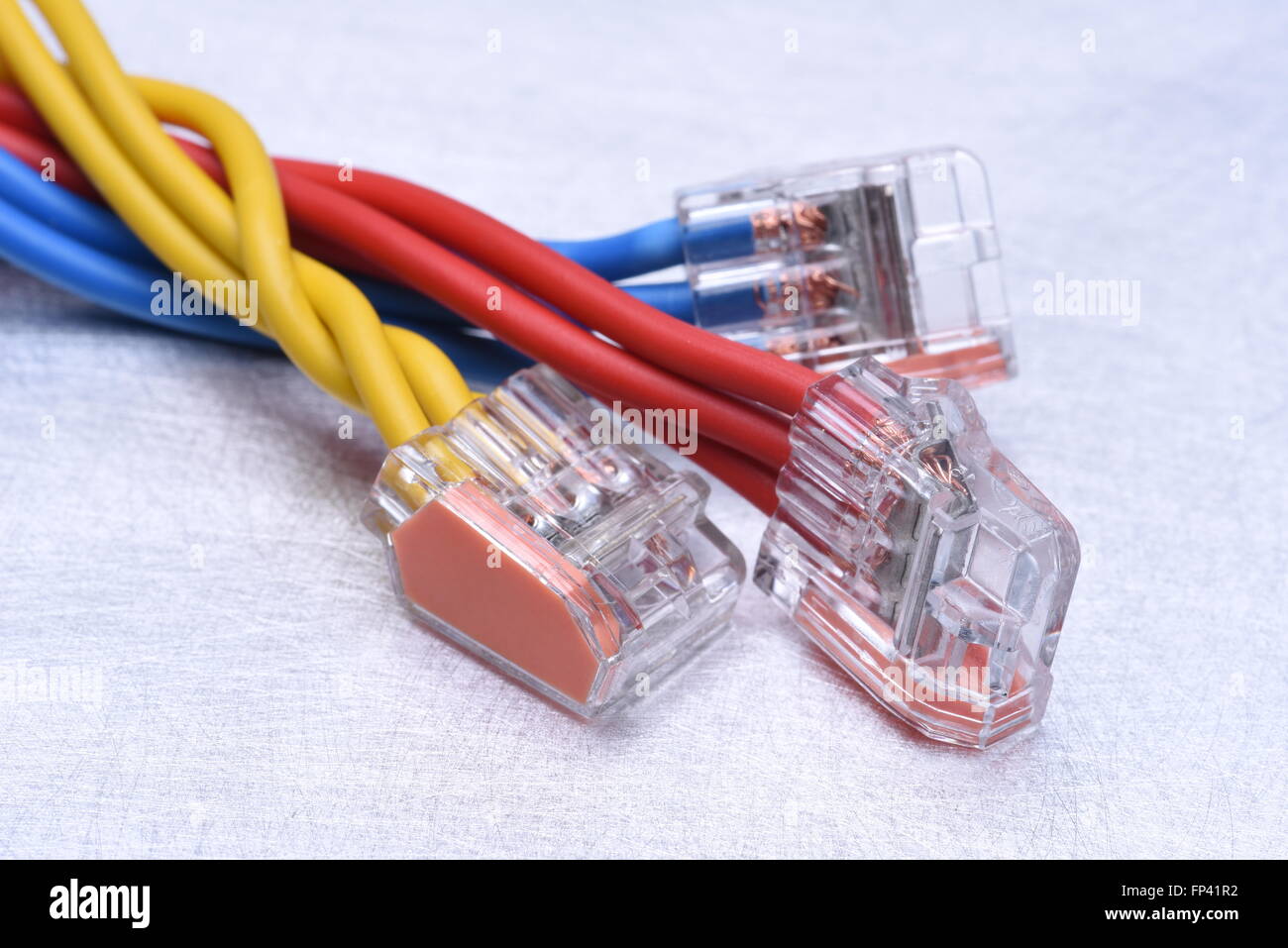 Colorful electrical cables with connectors Stock Photo - Alamy