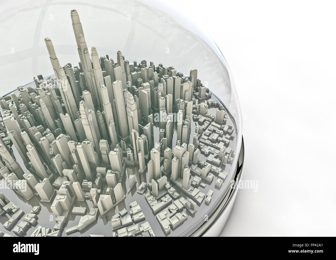 City globe / 3D render of city under a glass globe Stock Photo - Alamy