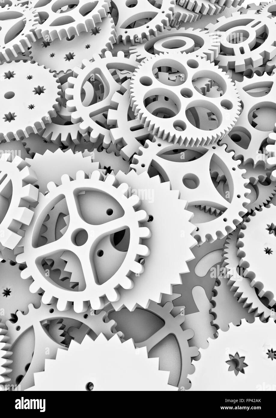 Lots of cogs / 3D render of cogs Stock Photo - Alamy
