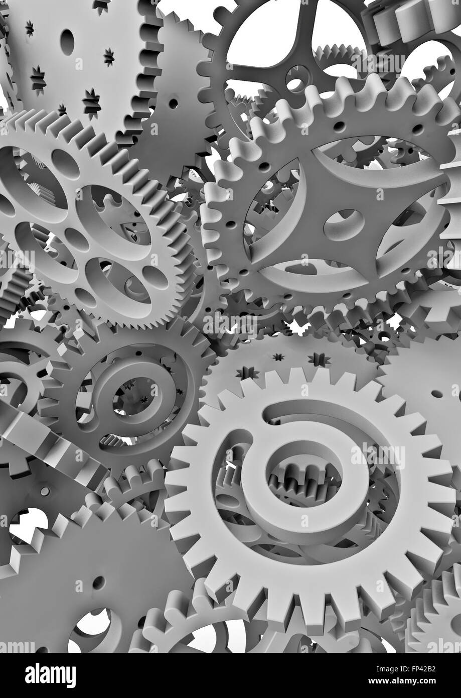 Lots of cogs / 3D render of cogs Stock Photo - Alamy