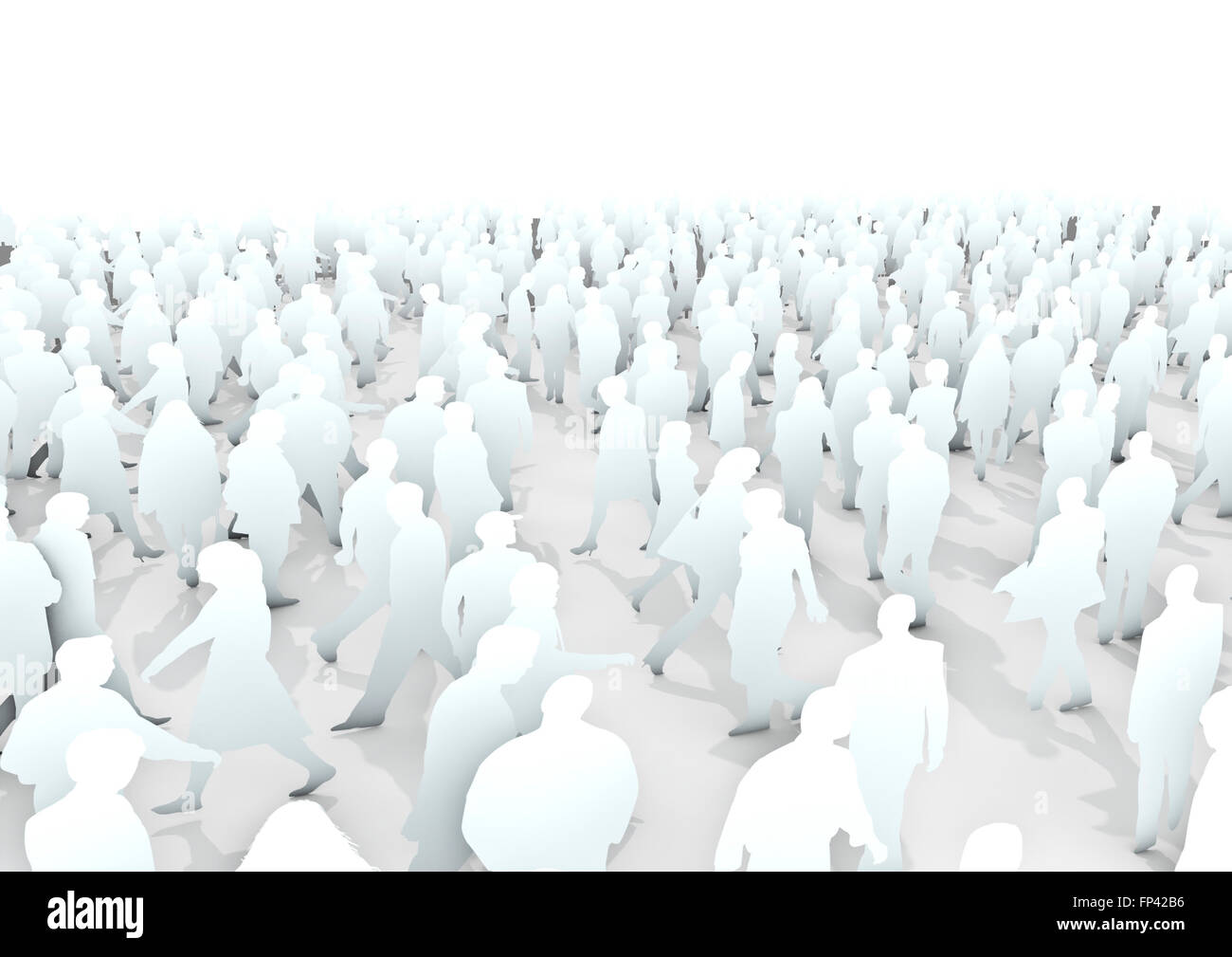 Anonymous crowd / 3D render white pedestrian crow Stock Photo - Alamy