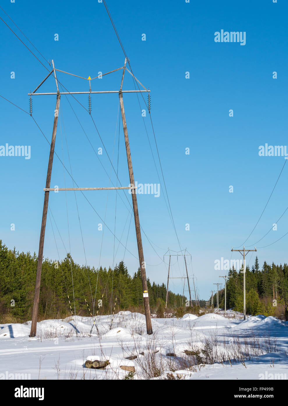 Power lines in Finland Stock Photo - Alamy