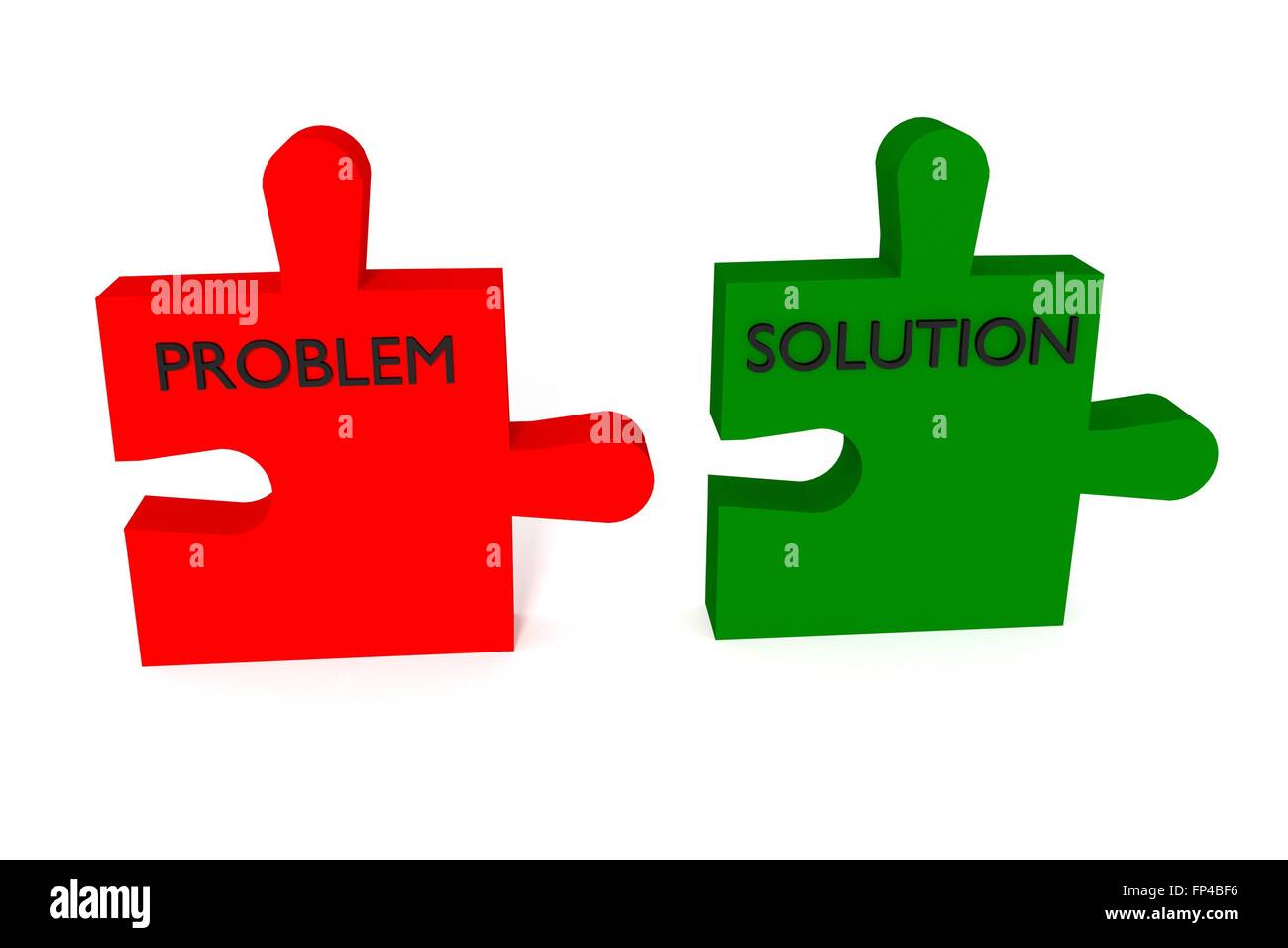 Red and green puzzle, problem and solution Stock Photo - Alamy