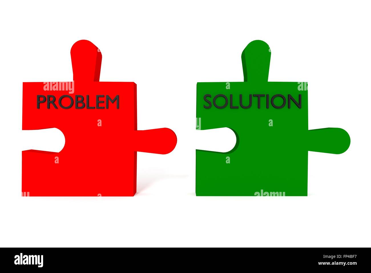 Red and green puzzle, problem and solution Stock Photo - Alamy