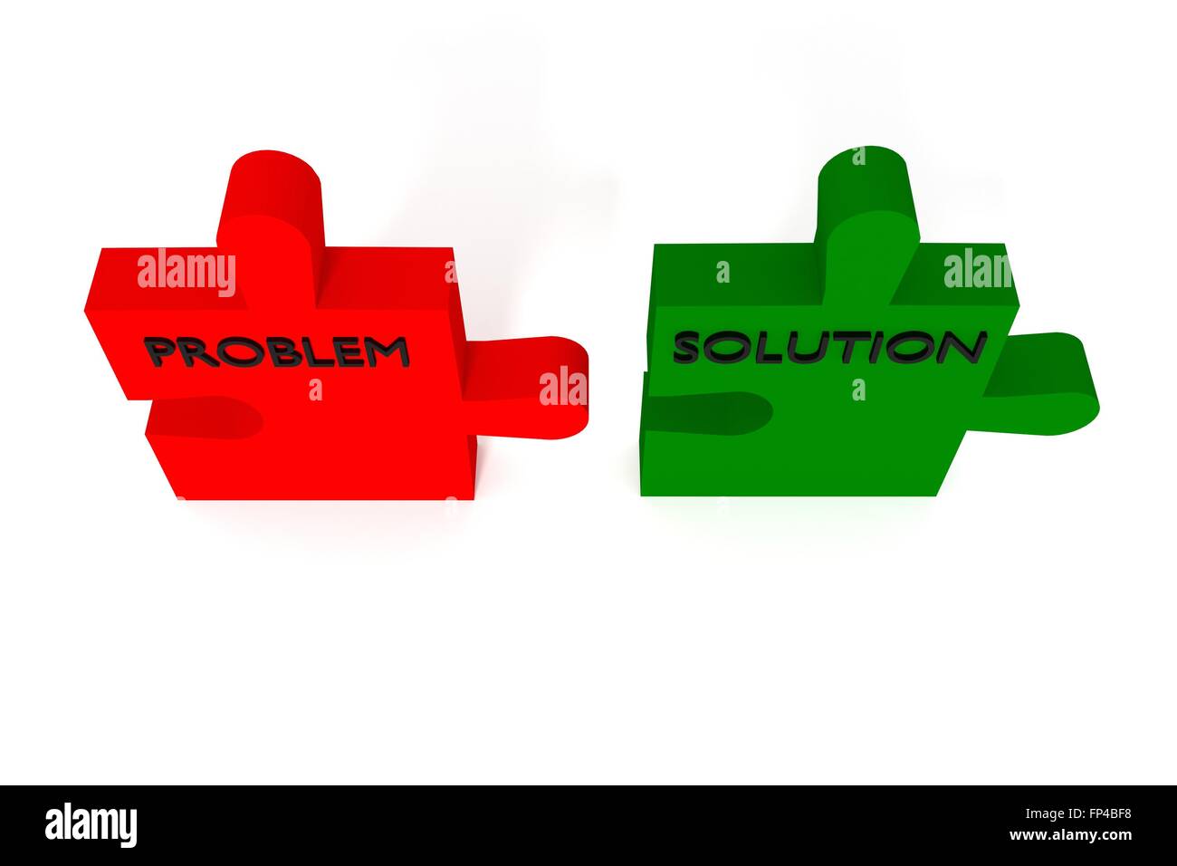 Red and green puzzle, problem and solution Stock Photo - Alamy