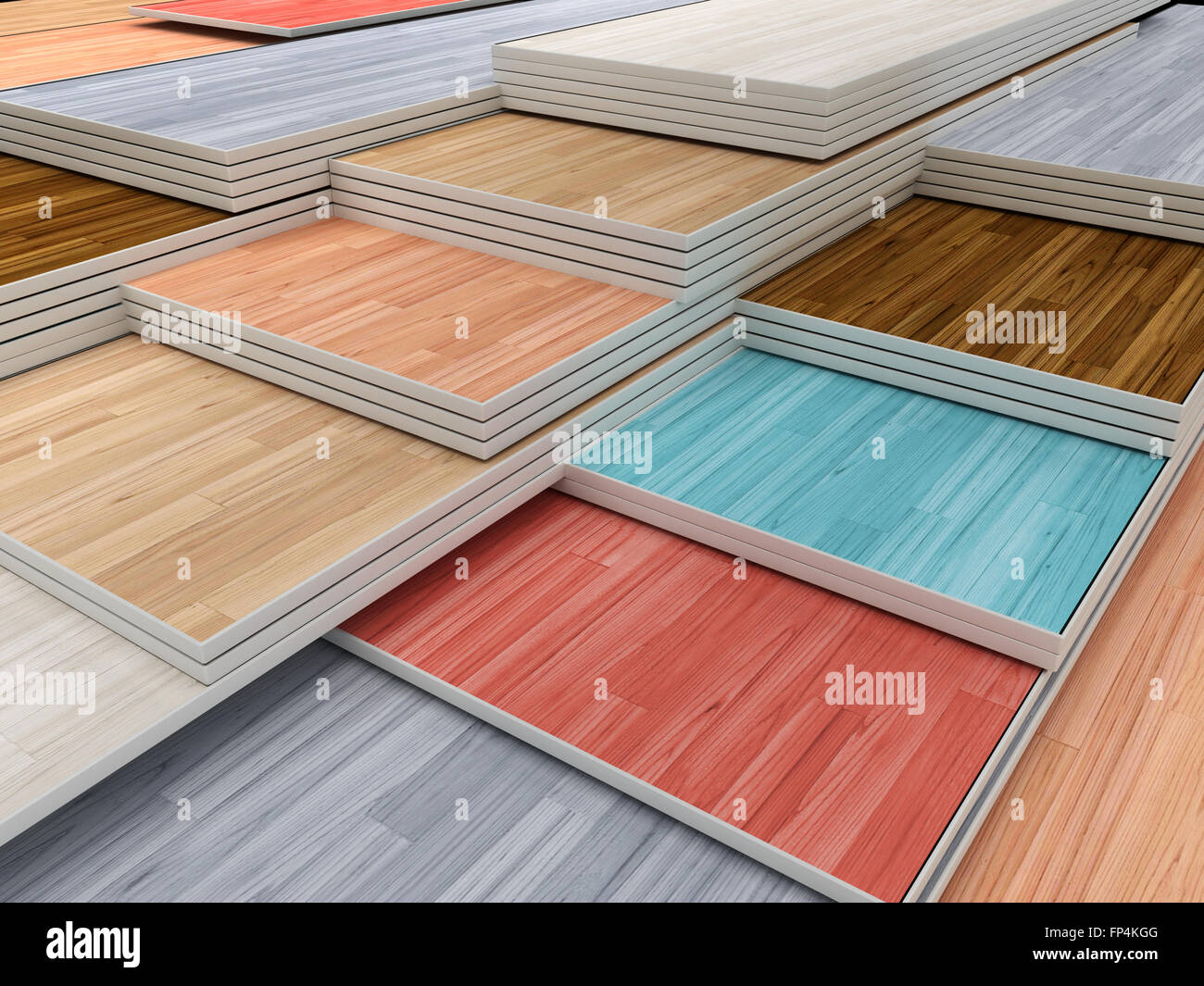 Multi colored parquet flooring boards with various textures stack Stock ...