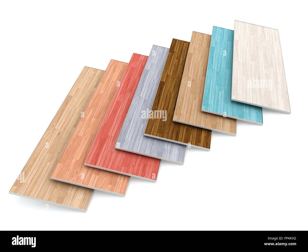 Multi colored parquet flooring boards with various textures isolated on ...