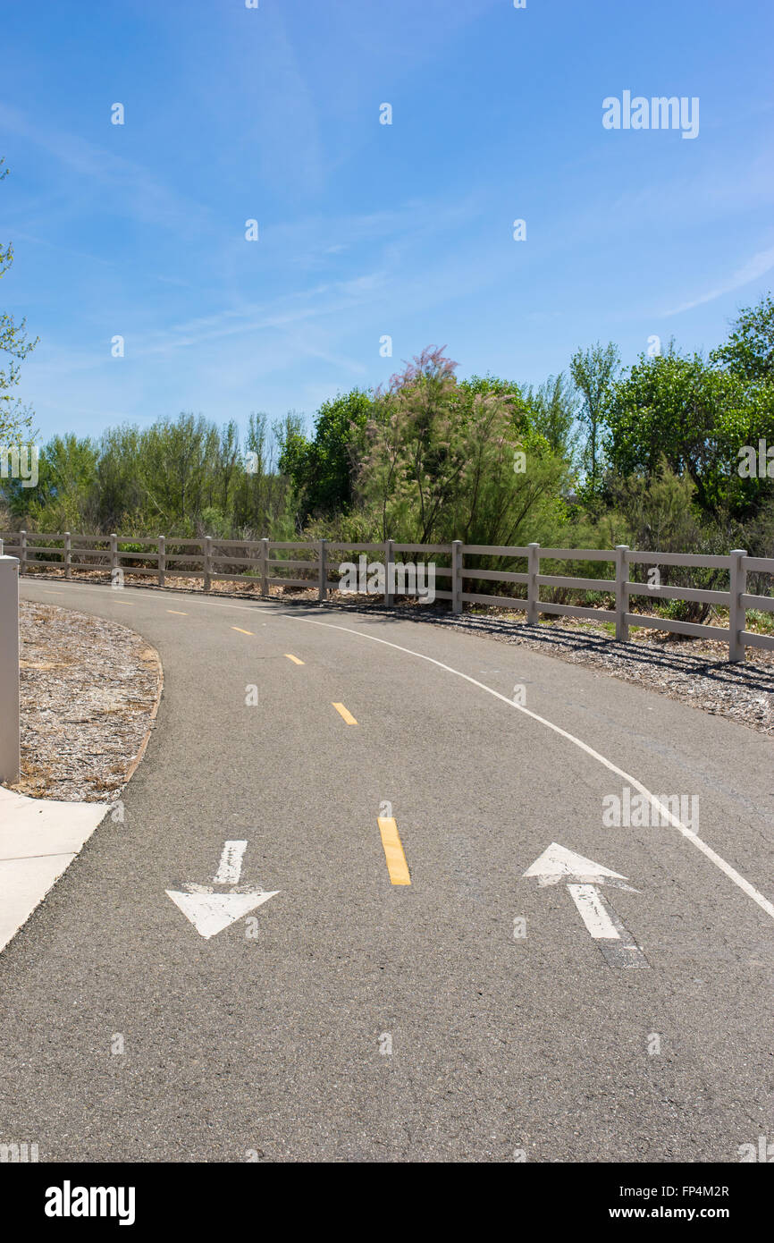 Arrows point the direction for walking lanes in California Stock Photo ...