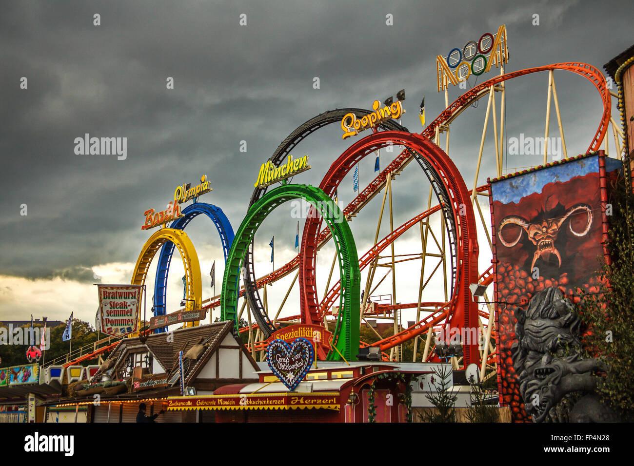 Roller coaster olympia looping oktoberfest hi-res stock photography and ...
