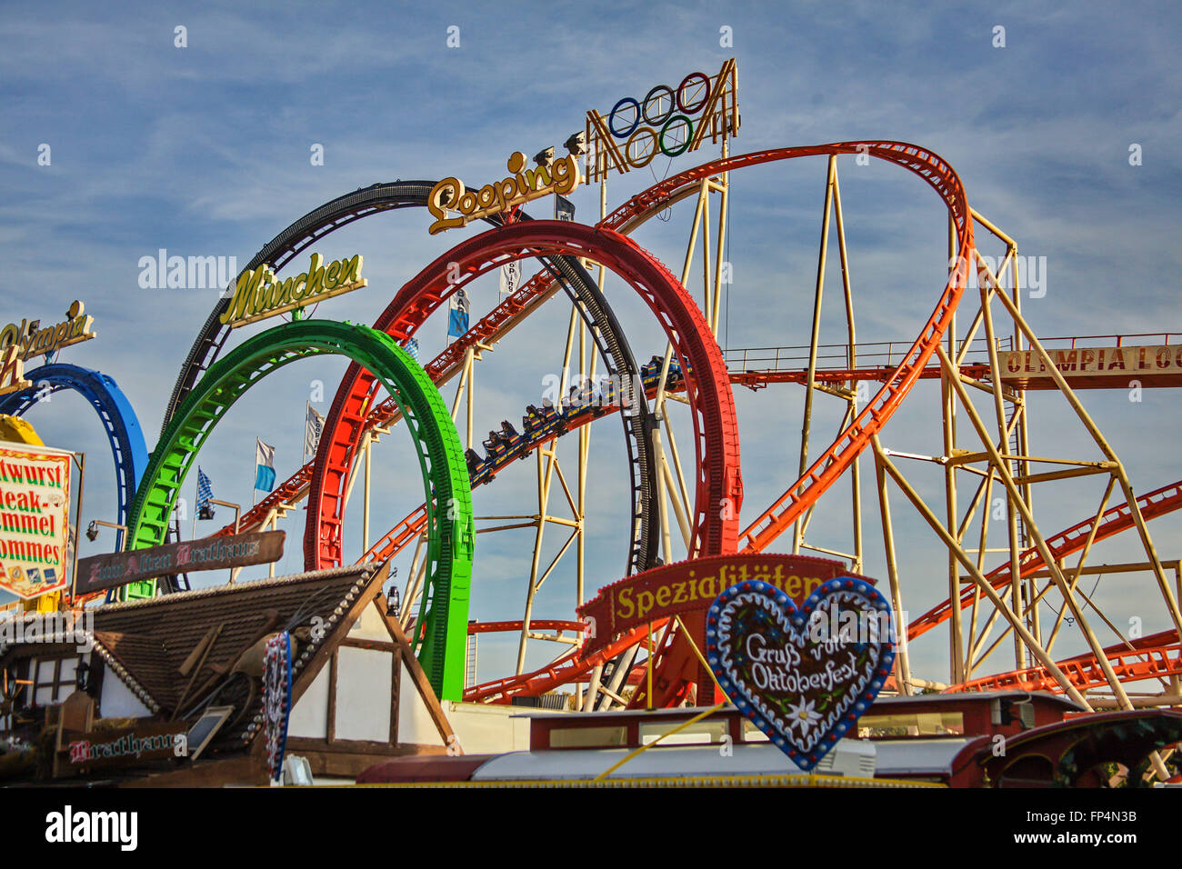 Roller coaster olympia looping oktoberfest hi-res stock photography and ...