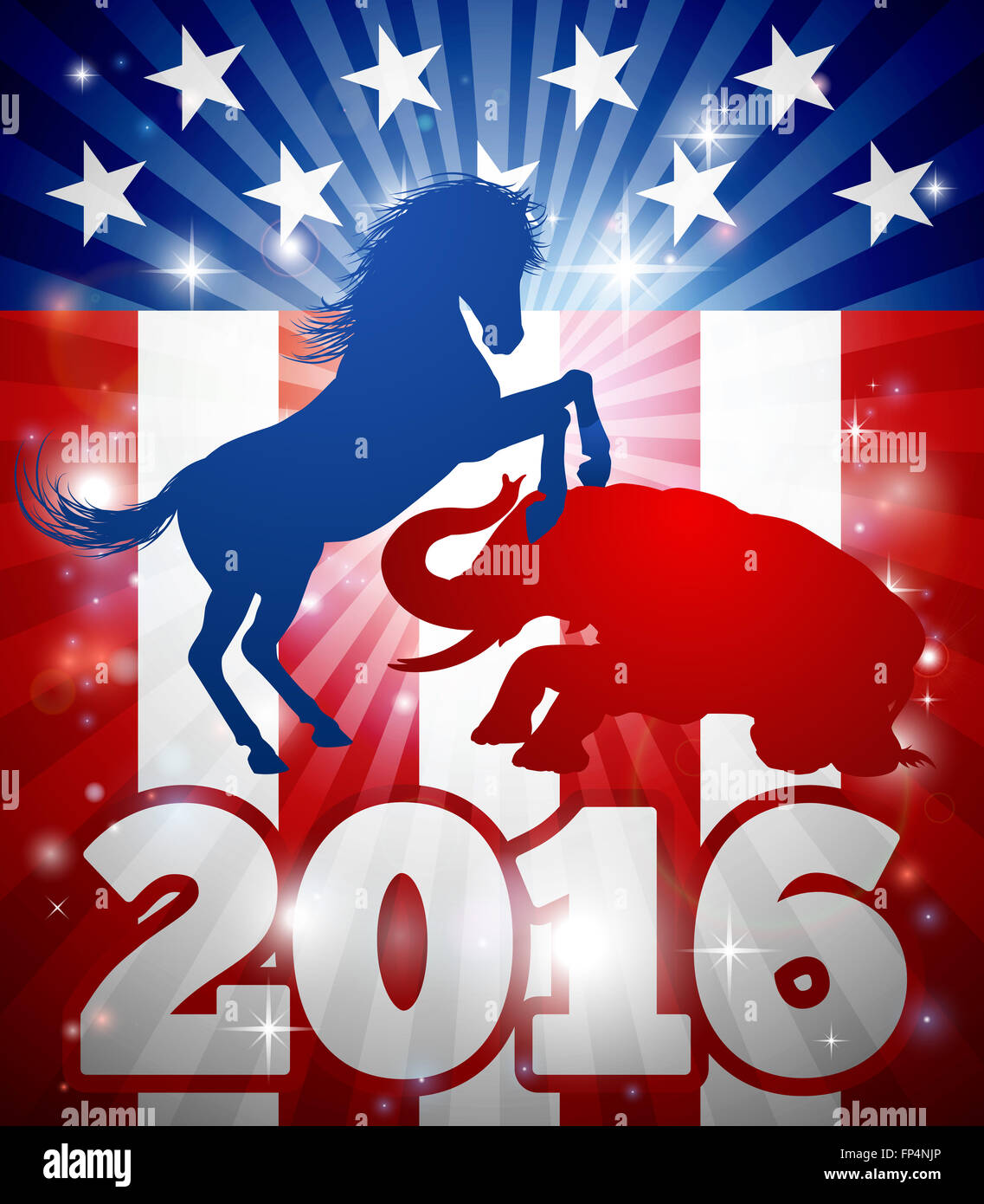 Mascot animals of American democratic and republican parties, blue ...