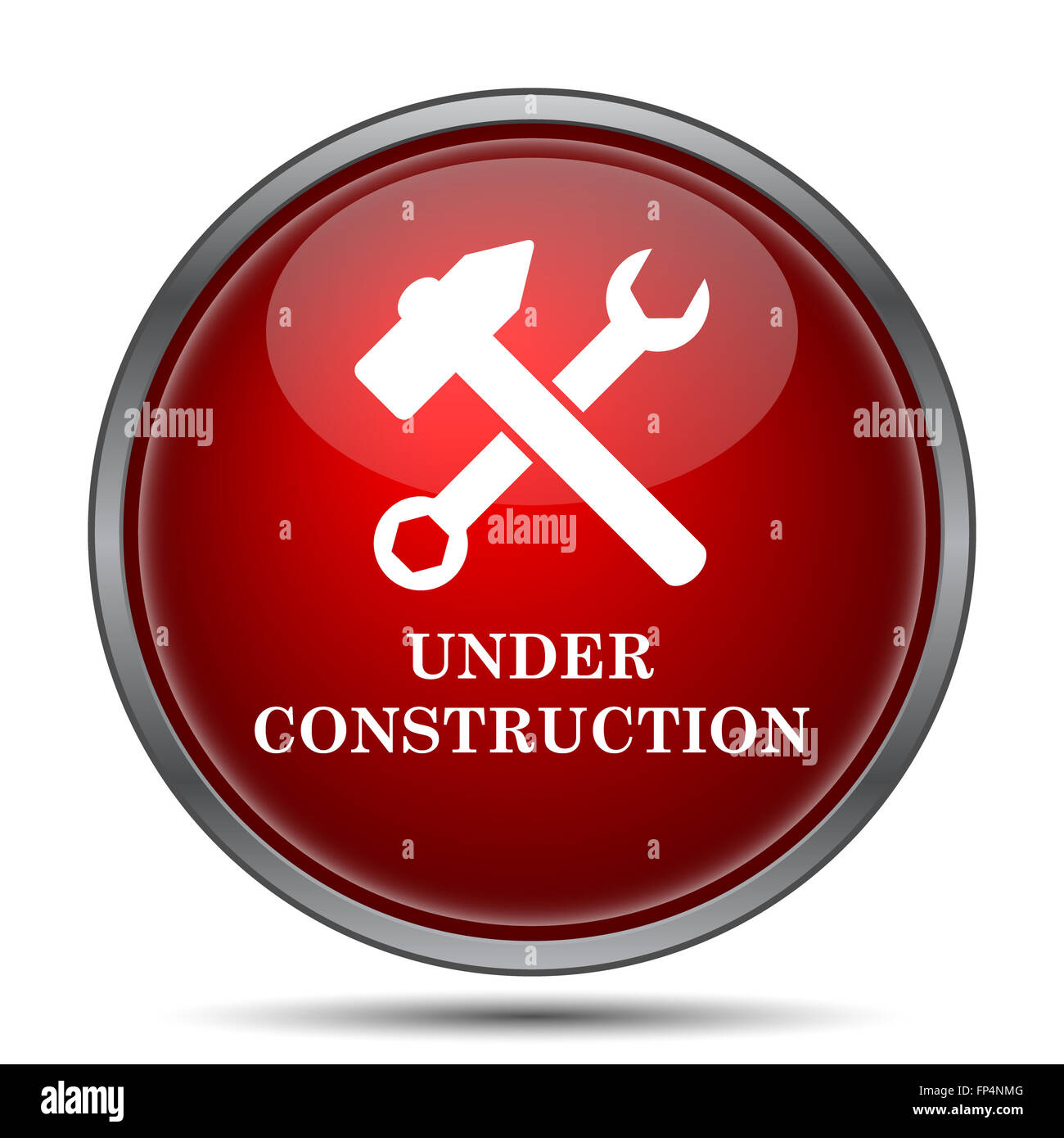 Under construction icon. Internet button on white background Stock ...