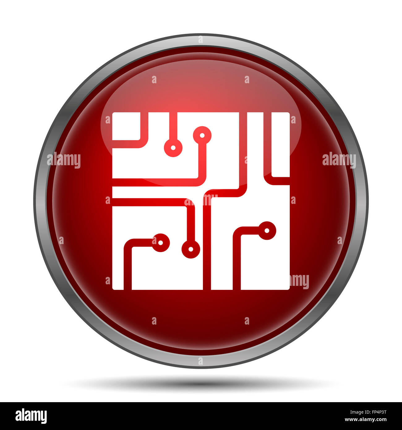 Circuit board. Internet button on white background Stock Photo - Alamy