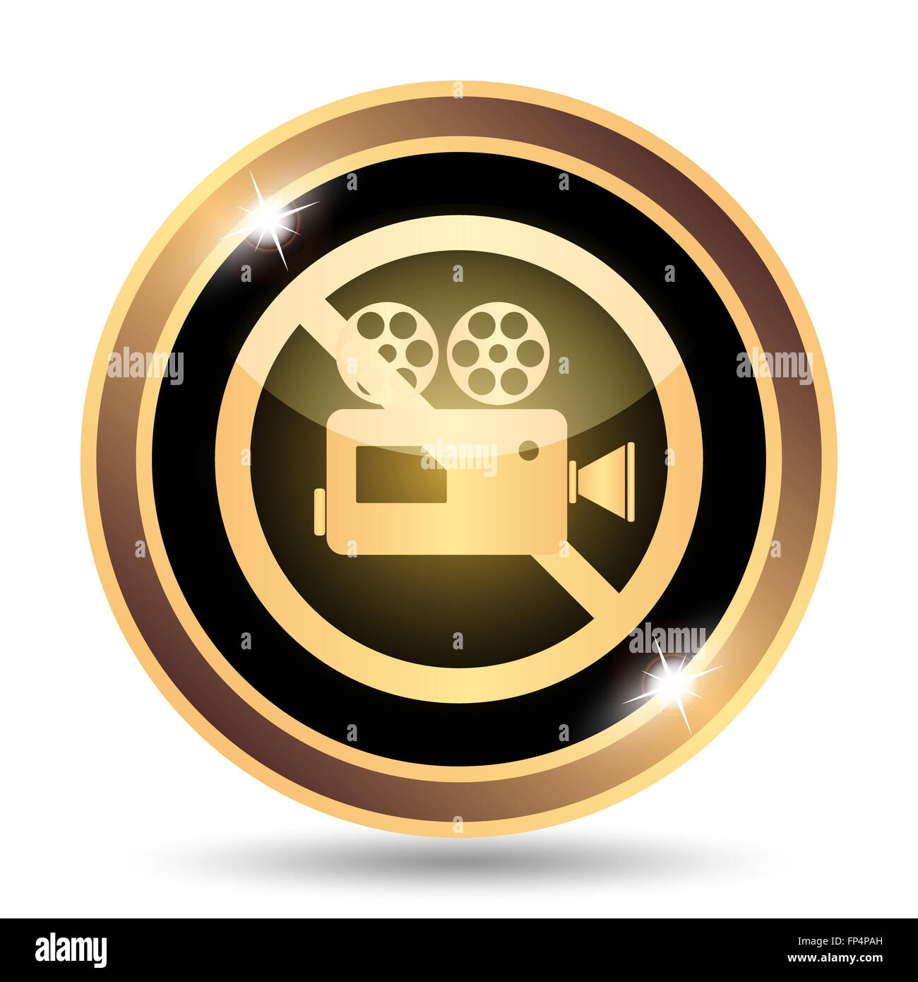 Forbidden video camera icon. Internet button on white background Stock ...