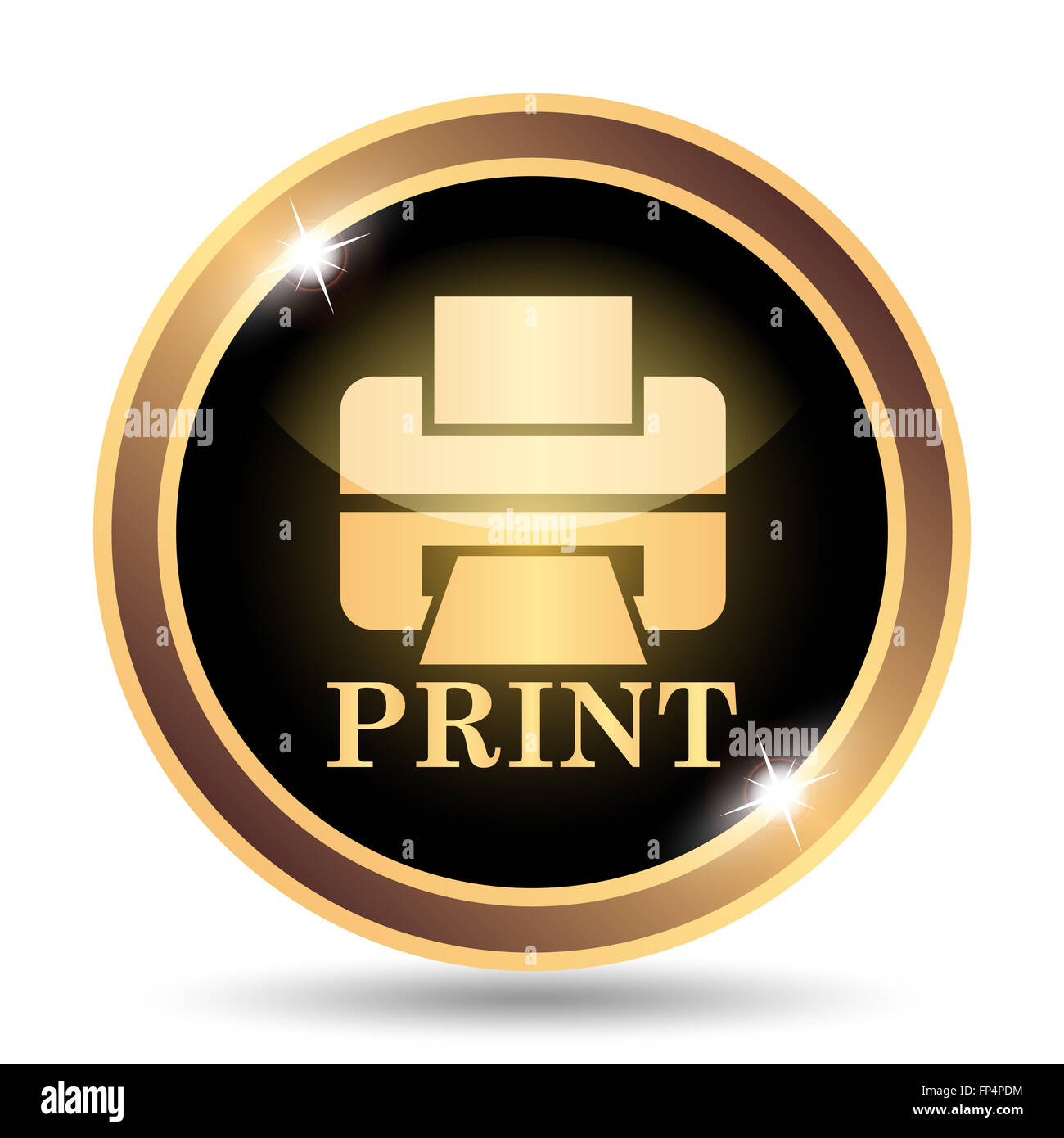 Printer with word PRINT icon. Internet button on white background Stock ...