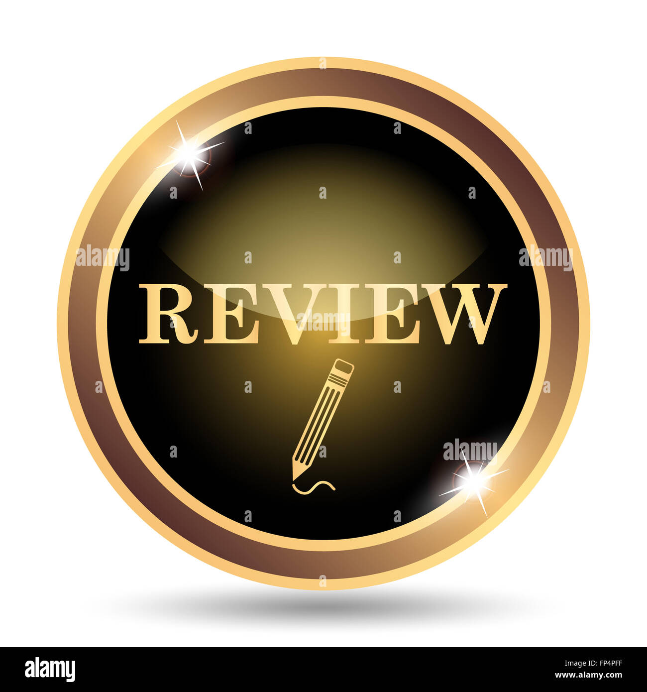 Review icon. Internet button on white background Stock Photo - Alamy