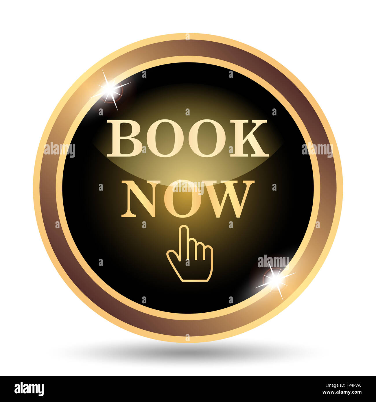 Book now icon. Internet button on white background Stock Photo - Alamy