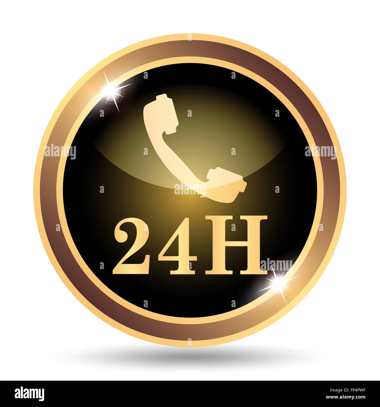 24H phone icon. Internet button on white background Stock Photo - Alamy