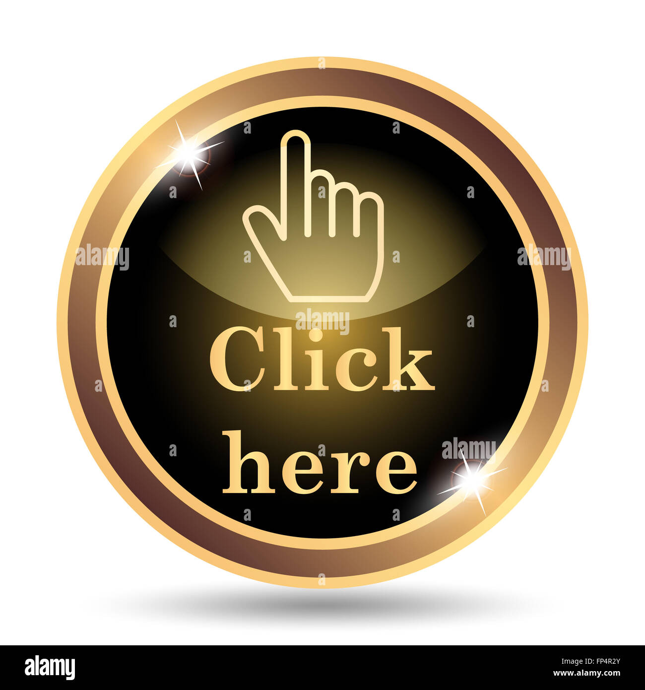 Click here icon. Internet button on white background Stock Photo - Alamy