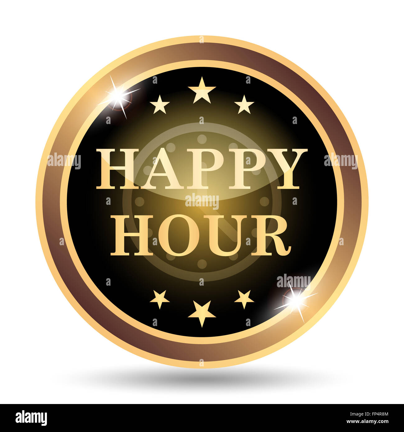 Happy hour icon. Internet button on white background Stock Photo - Alamy