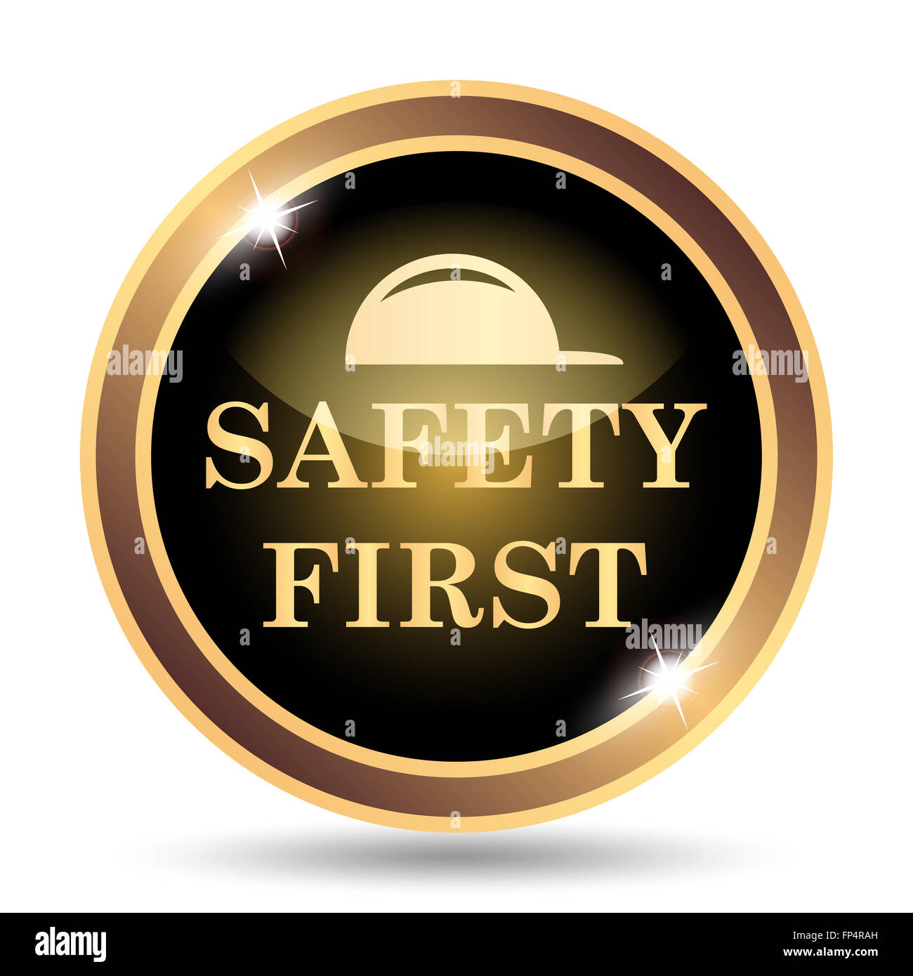 Safety first icon. Internet button on white background Stock Photo - Alamy